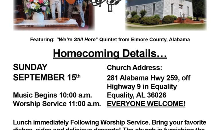 Equality Methodist Church To Host Homecoming September 15; All Are ...