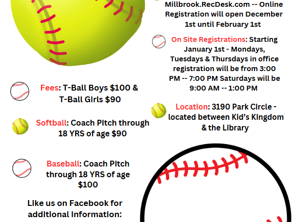 Register Now For Millbrook Spring Baseball, Softball; Deadline Is Feb ...
