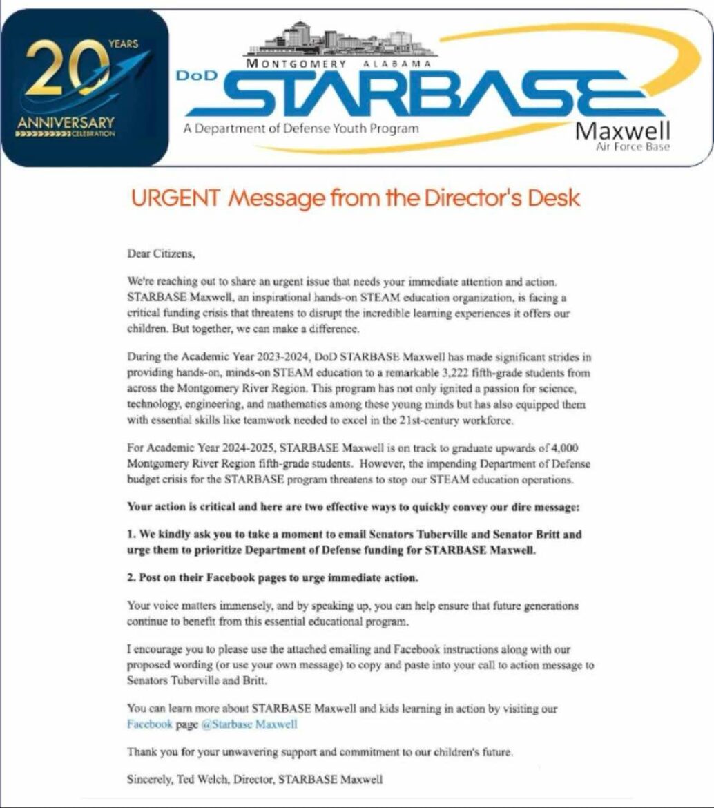 STARBASE Maxwell Faces Possible Closure At Maxwell Air Force Base - Elmore-Autauga News